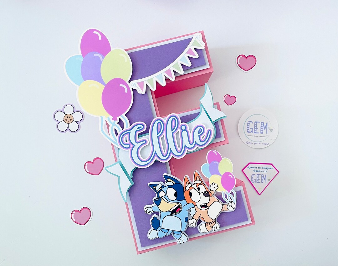 Bluey Inspired 3D Number Personalized | Birthday Bluey and Bingo - Etsy