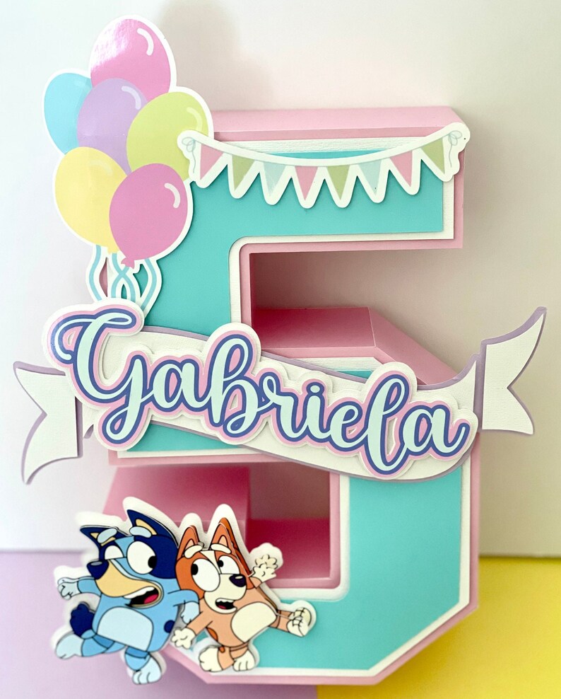 Bluey Inspired 3D Number Personalized | Birthday Bluey and Bingo - Etsy