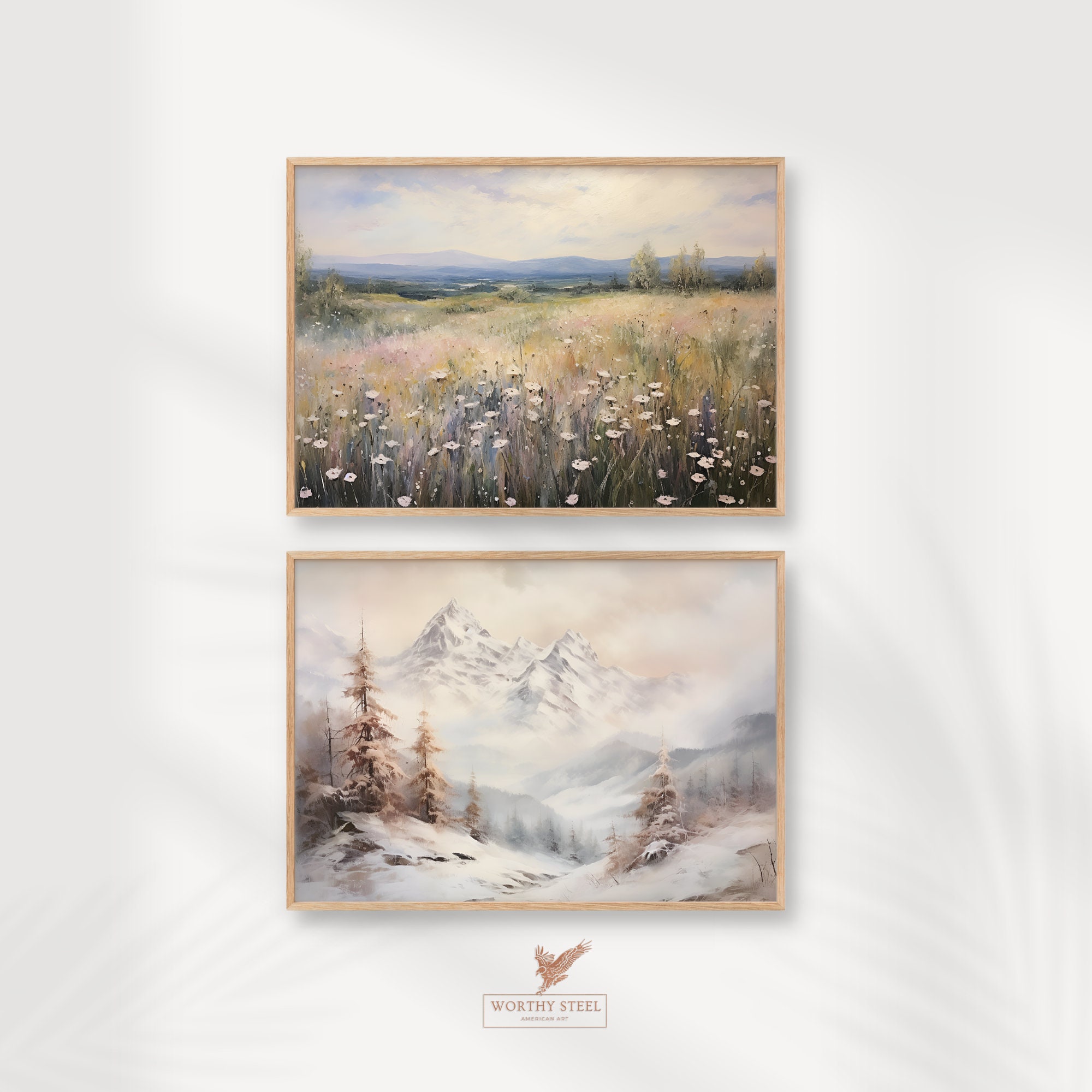 Vintage European Prints Set Rustic Gallery Wall Set Muted Living Room ...