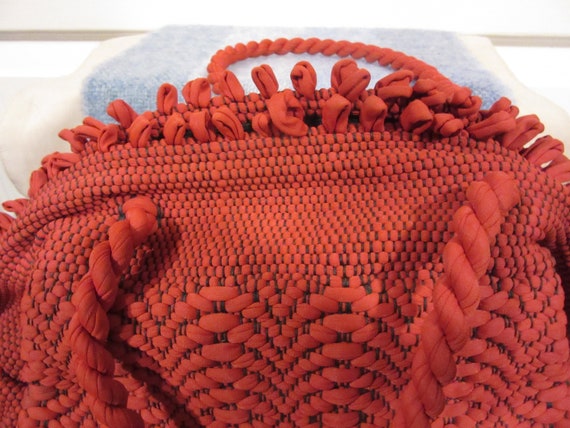 Vintage Crochet/Macrame Red Handbag Great Condition V… - Gem