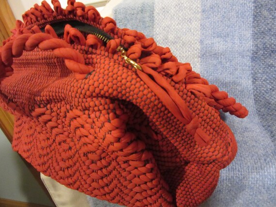 Vintage Crochet/Macrame Red Handbag Great Condition V… - Gem