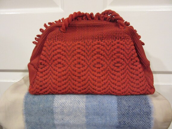 Vintage Crochet/Macrame Red Handbag Great Condition V… - Gem