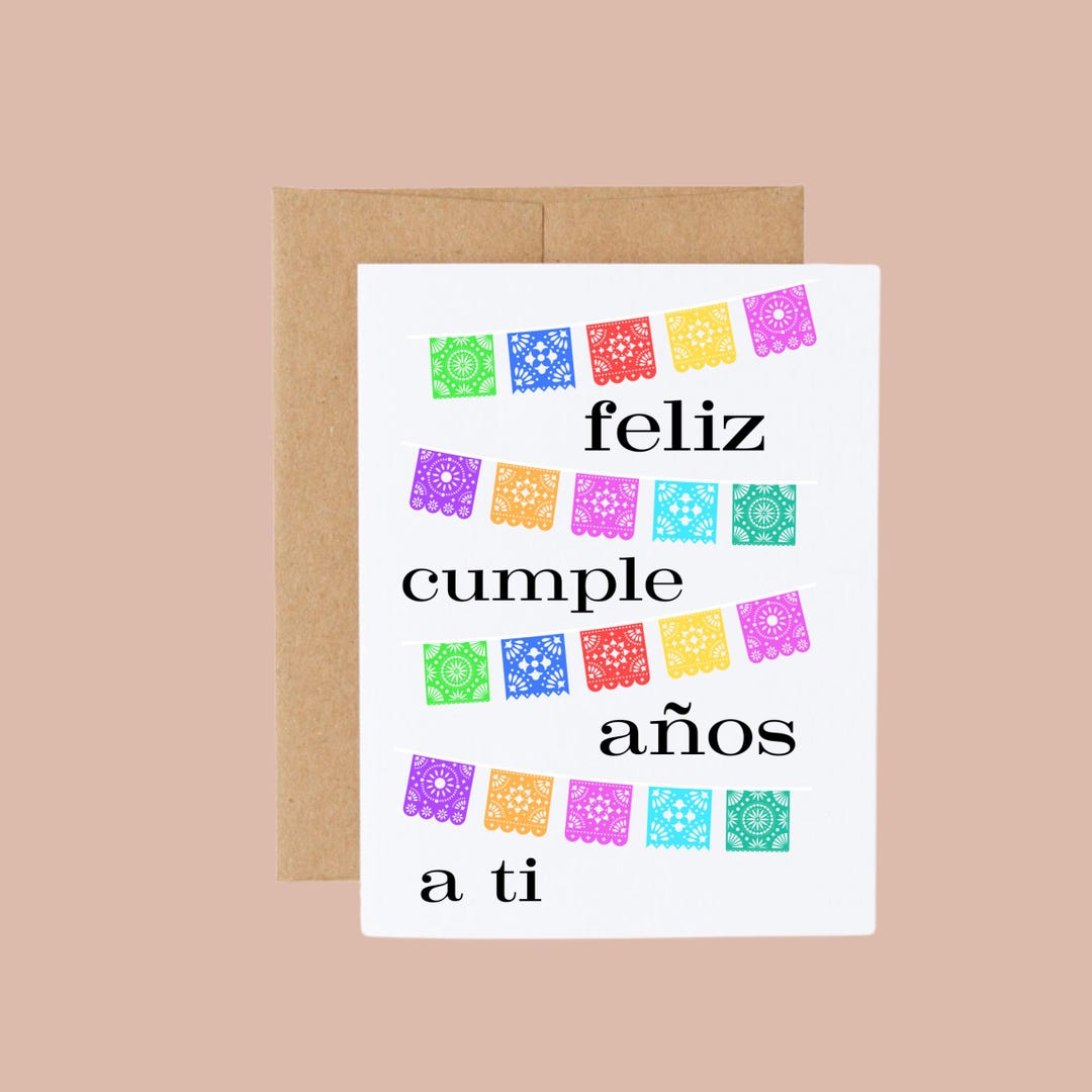 Feliz Cumpleaños Card | Spanish Birthday, Colorful Papel Picado - Etsy
