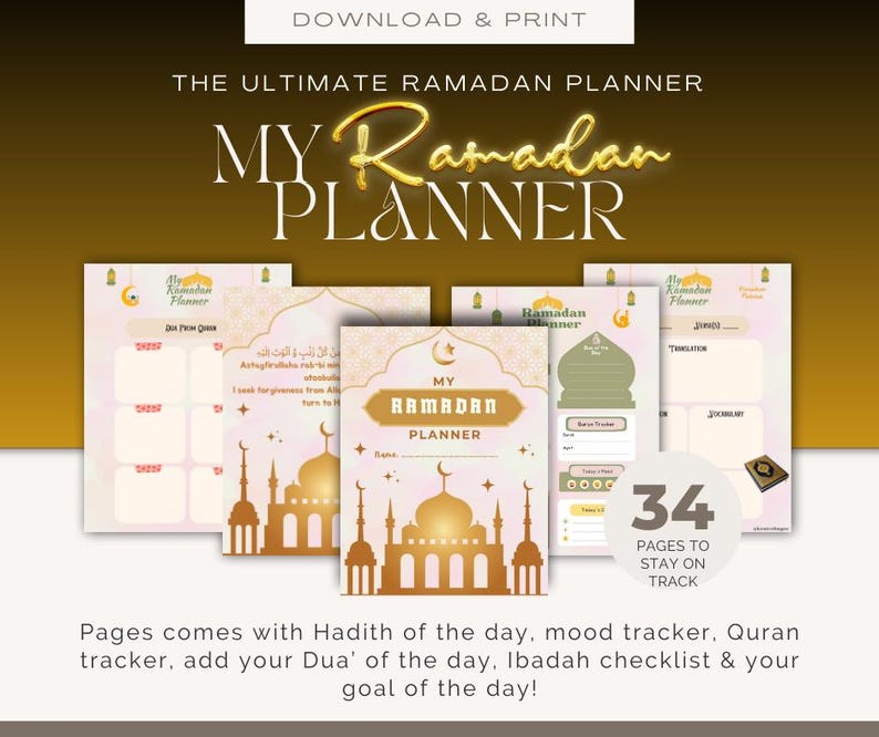 Ramadan Planner 2026 | Ibadah Checklist, Dua, Quran Tracker | Digital ...