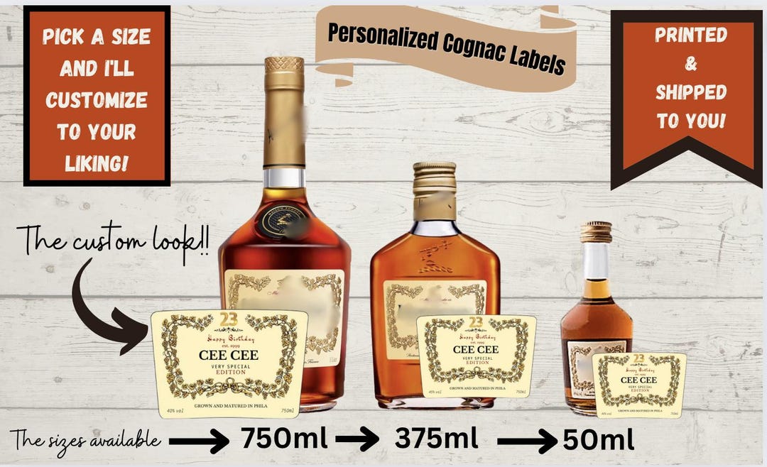 Personalized Liquor SHIPPED Bottle Label Customized Labels Cognac ...