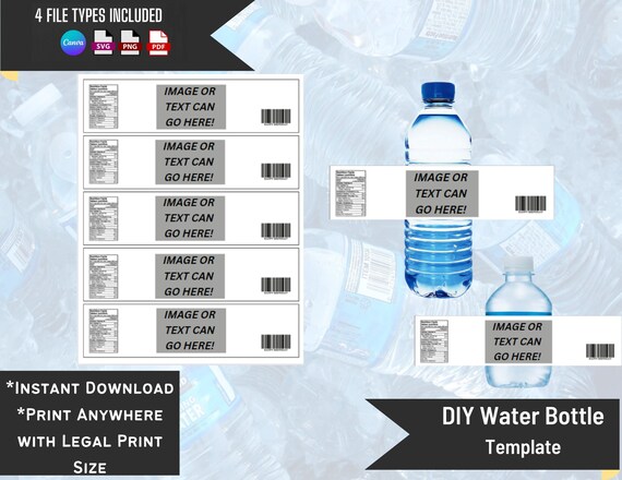 Blank Water Bottle Template Canva Friendly Template DIY - Etsy