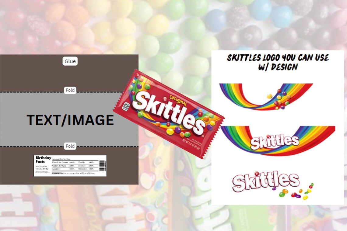 BLANK 2.17oz Skittles Template DIY Template Canva Friendly - Etsy