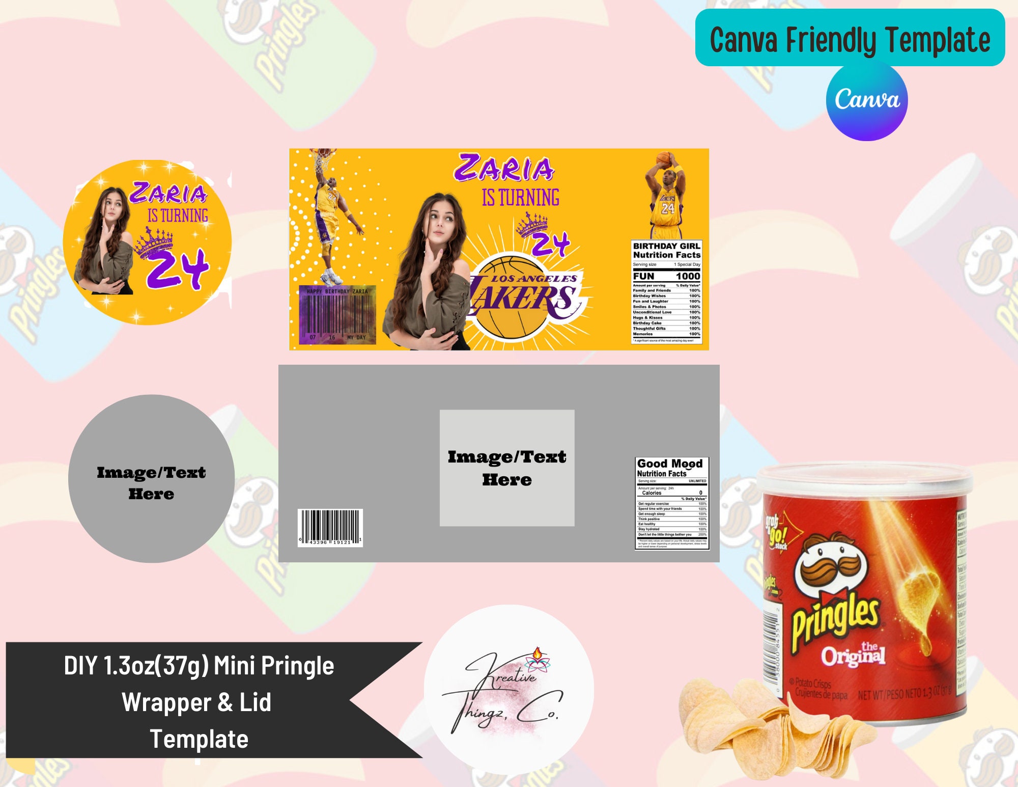 BLANK Pringle Can W/ Lid Template Fit 1.3 OZ Pringles Mini Pringles ...