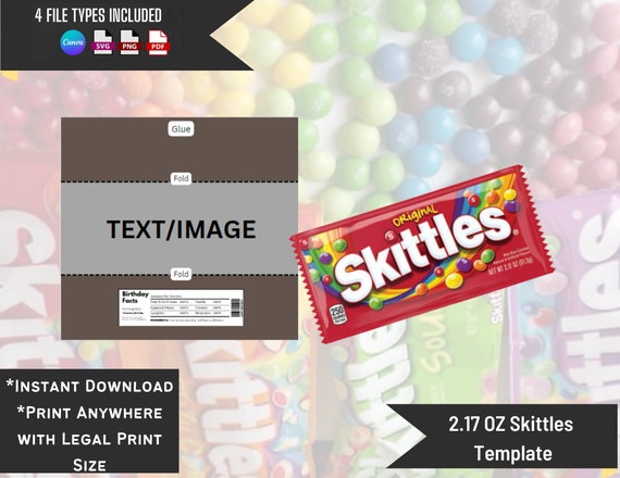 BLANK 2.17oz Skittles Template DIY Template Canva Friendly - Etsy