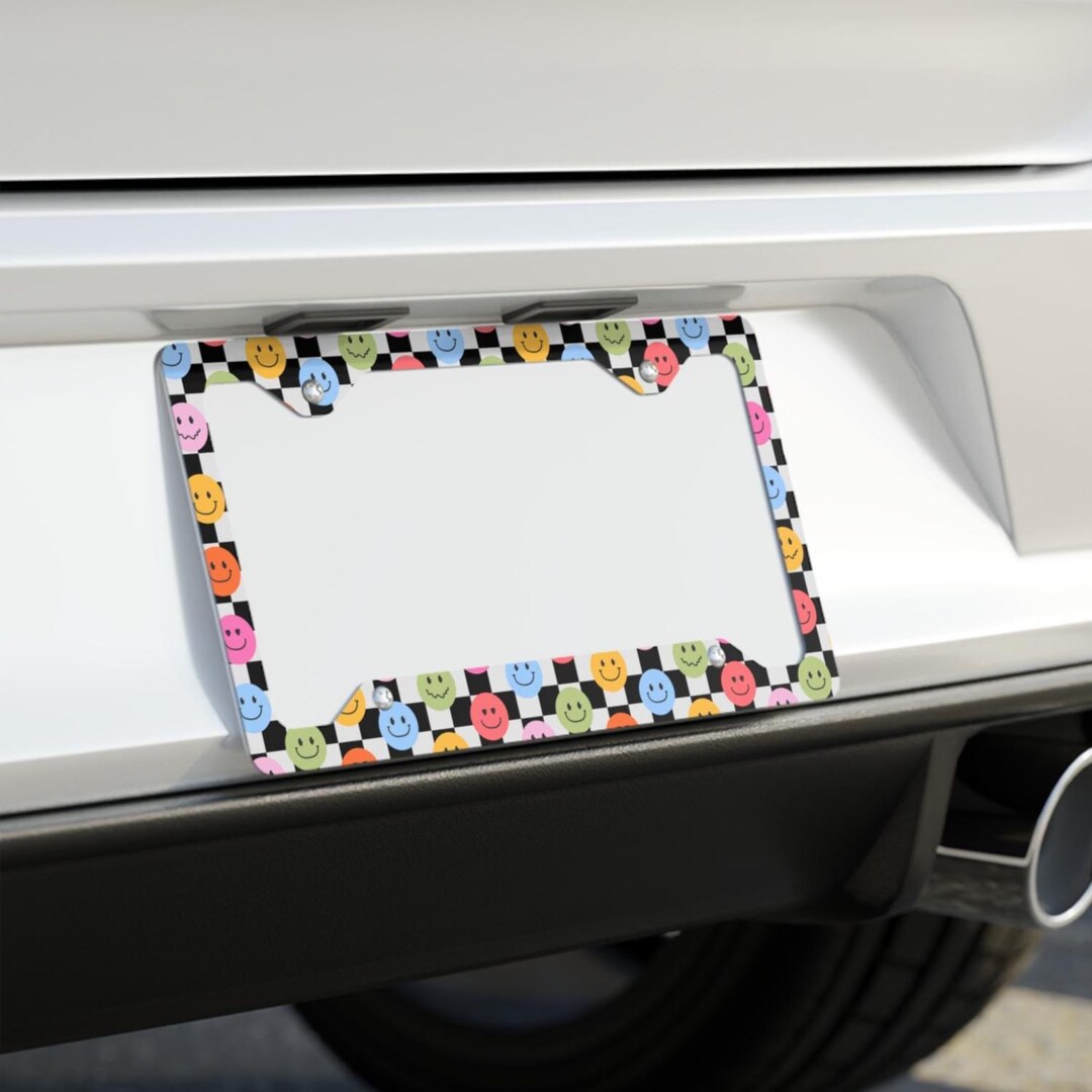 Retro Happy License Plate Frame: Kawaii Car Accessory - Etsy
