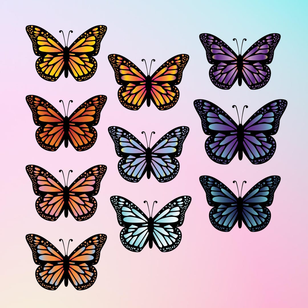Monarch Butterfly PNG Bundle: 10 Digital Download Vector Graphics - Etsy