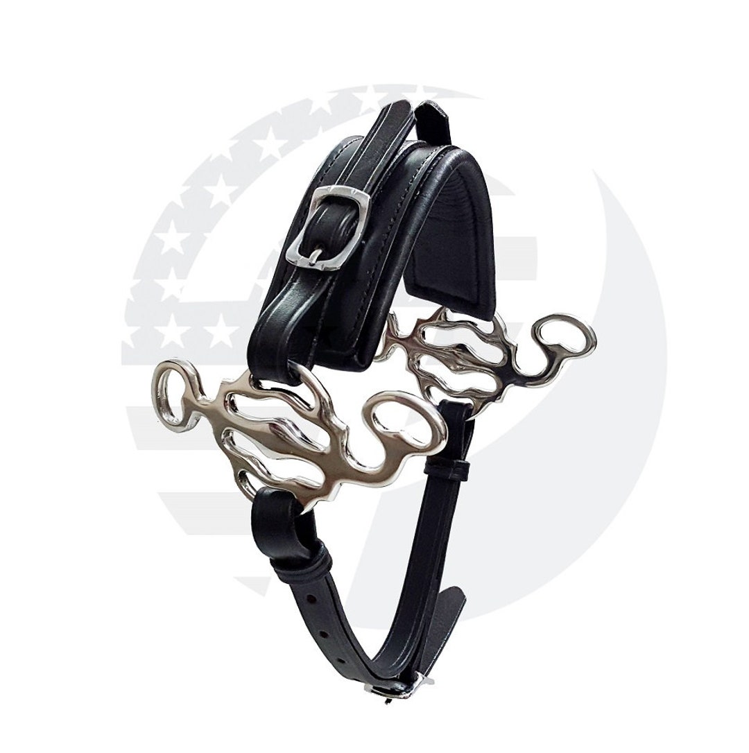 Hackamore Bitless Horse Bit English Western Adjustable Leather (BLACK ...