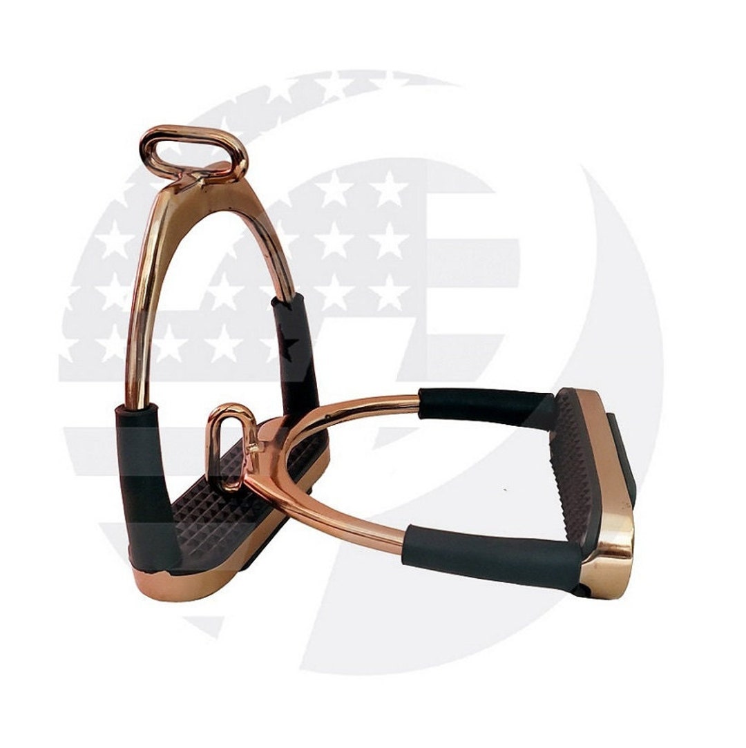 4.75’’, 5’’ ROSE GOLD Offset Horse Stirrups Flexible Safety Riding ...