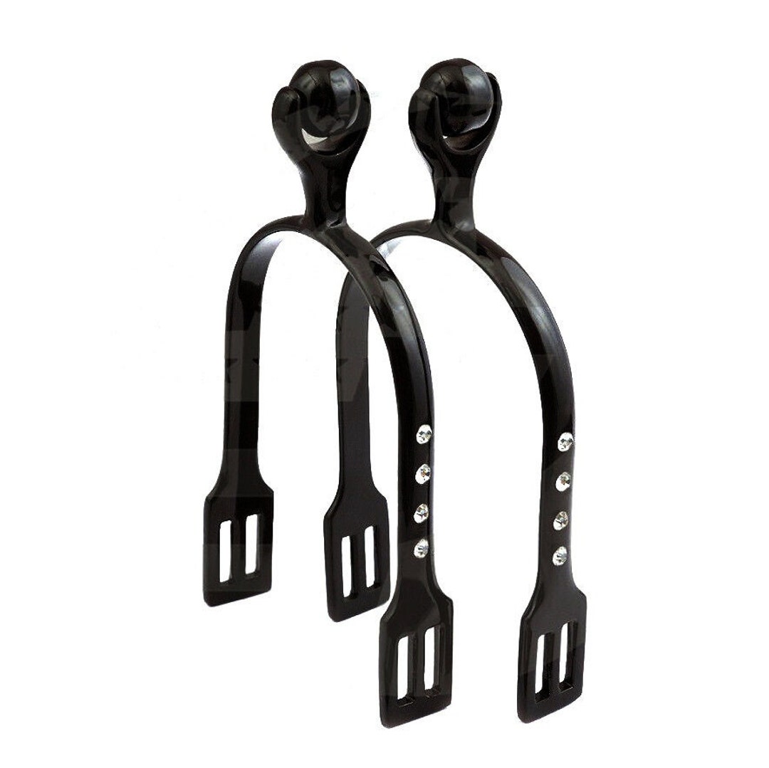 BLACK Horse Spurs Horse Riding Spurs Light Weight Roller Ball Spurs ...
