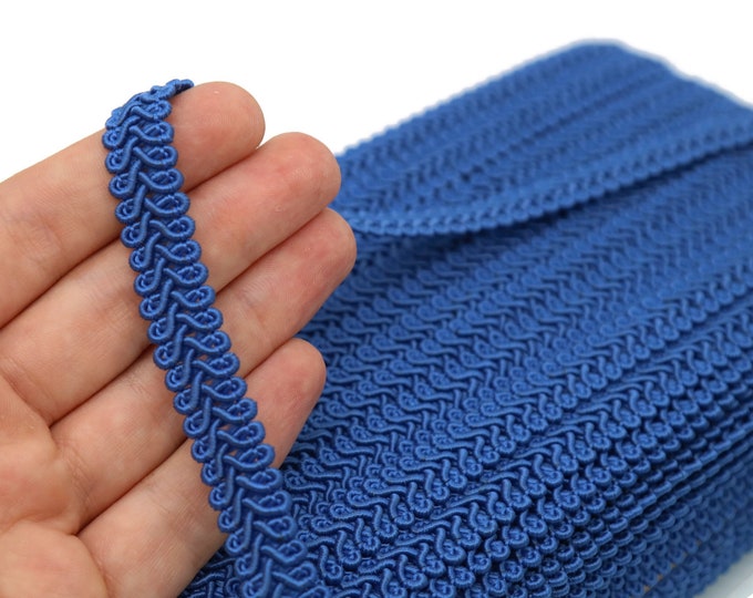 5 Yards 1/4" Navy Blue Braided Cord, Braided Gimp Trim, Scroll Braid ...