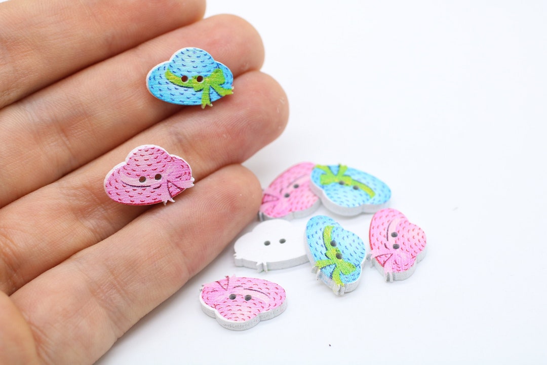 Hat Wooden Buttons, Boy / Girl Buttons, Colorful Buttons, Wooden ...