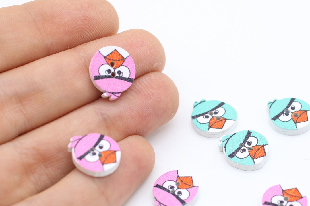 Birds Kids Buttons, Boy / Girl Buttons, Colorful Buttons, Wooden ...