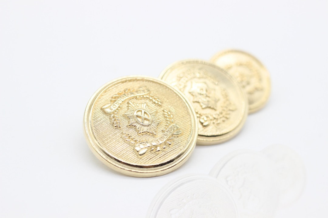 Gold Metal Buttons, the Guards Button, for Your Sewing and Crafting ...