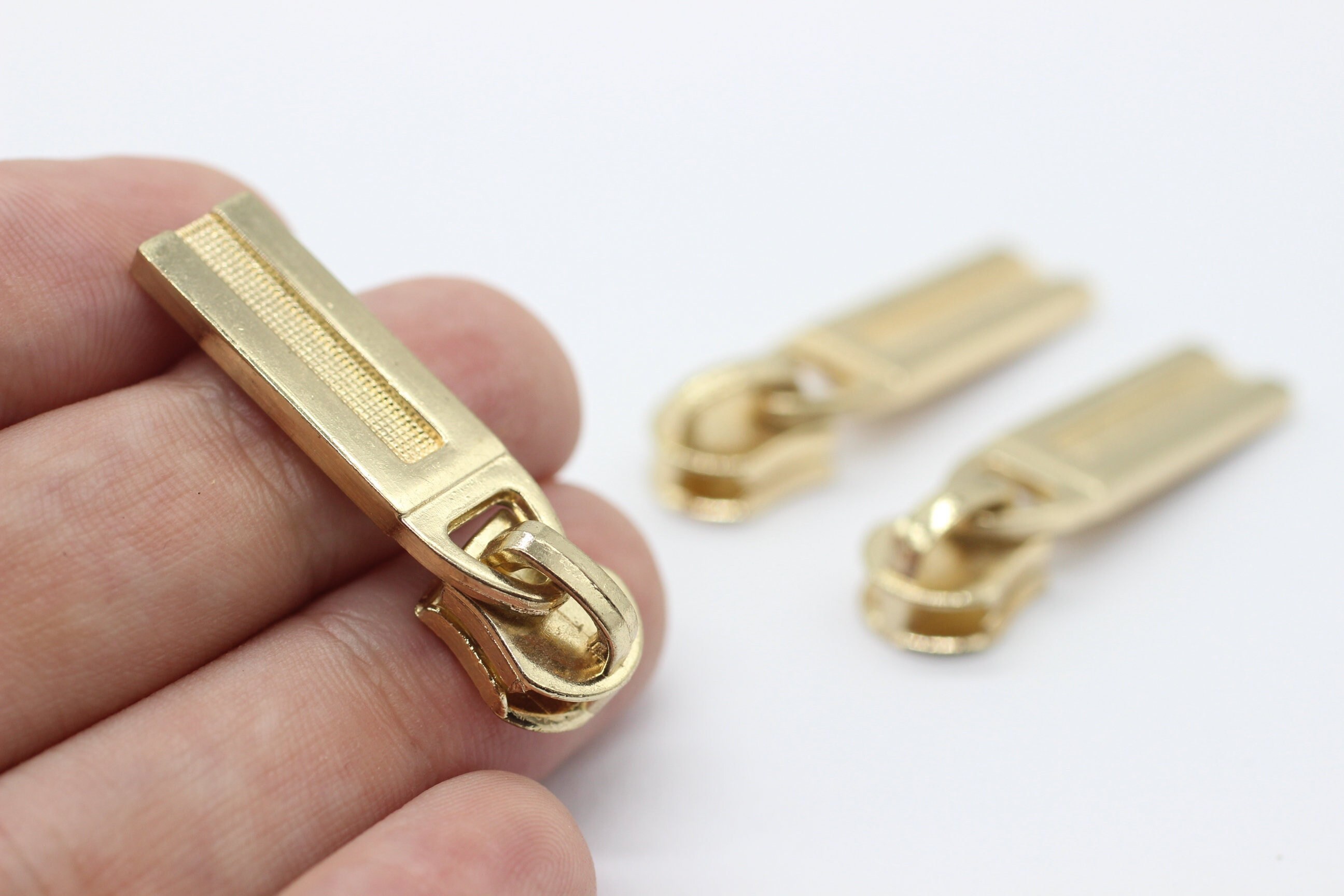 Shiny Gold Plated Zipper Pull 5 Zipper Cover With Metal Gear - Etsy