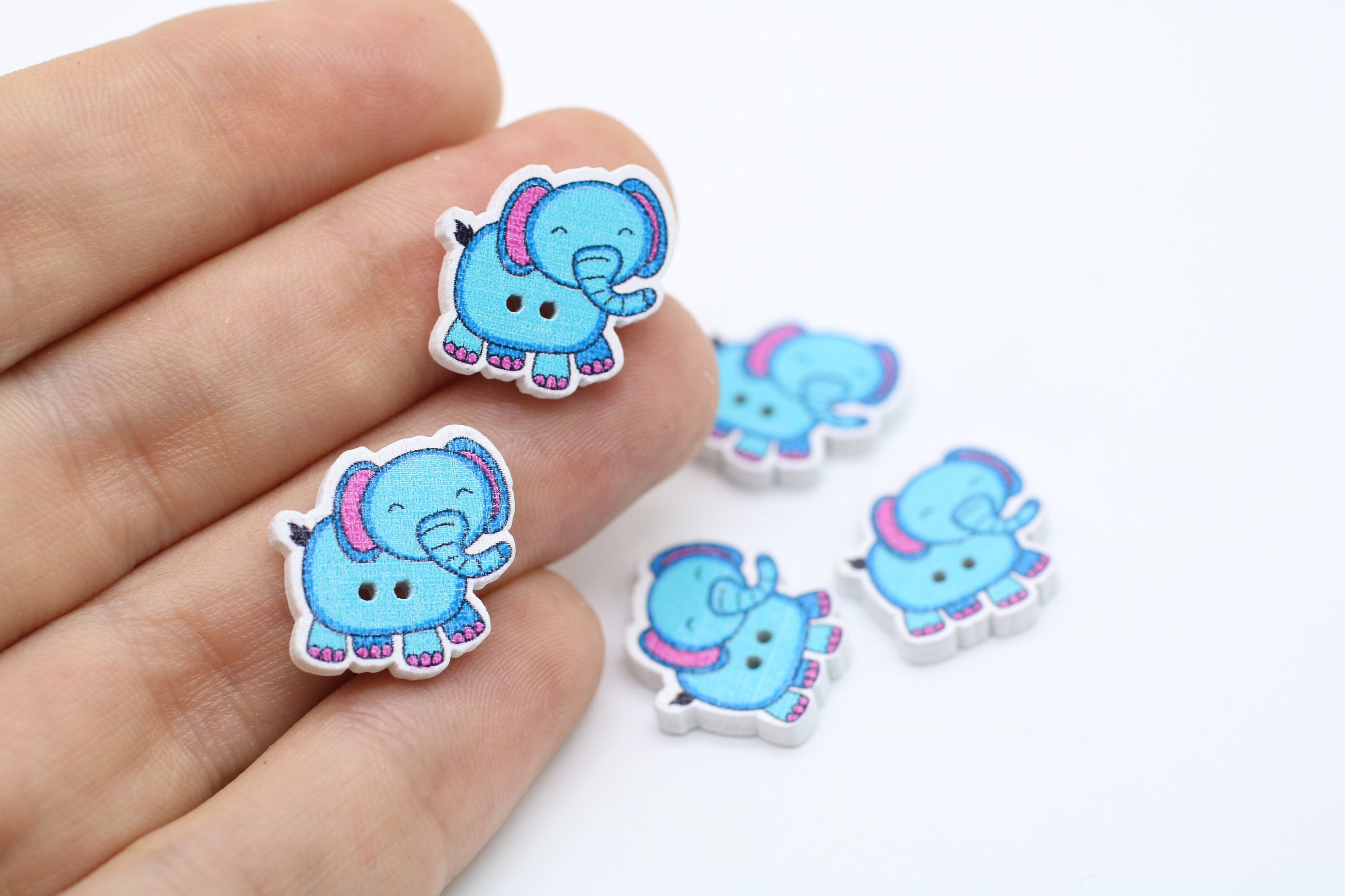 Elephant Wooden Buttons, Boy Buttons, Girl Buttons, Animal Buttons ...
