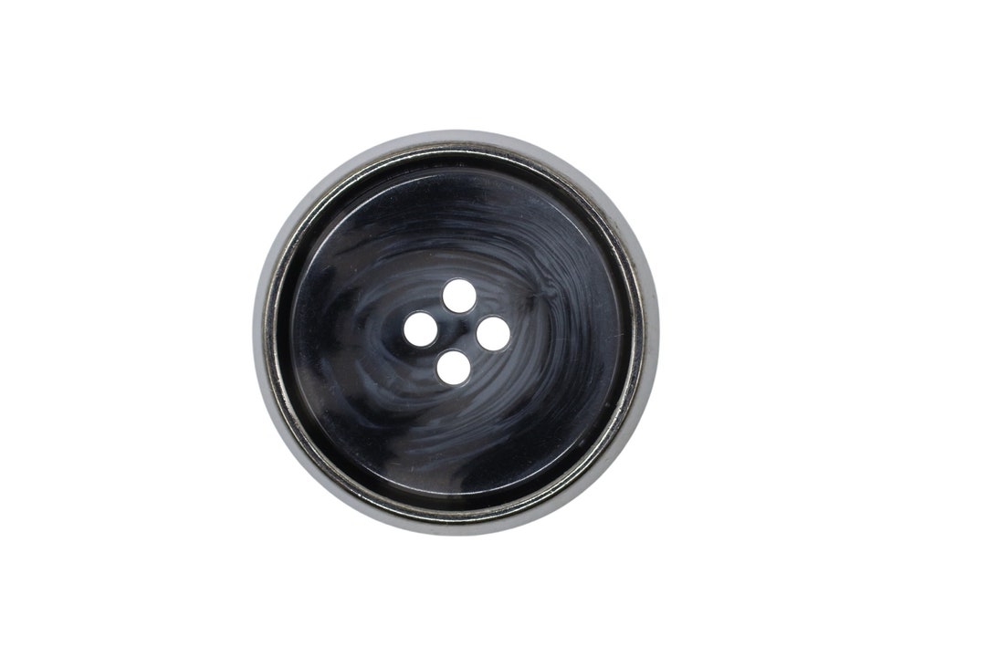 4 Holes Black Metal Buttons, Resin Buttons, Metal Flat Buttons, Metal ...