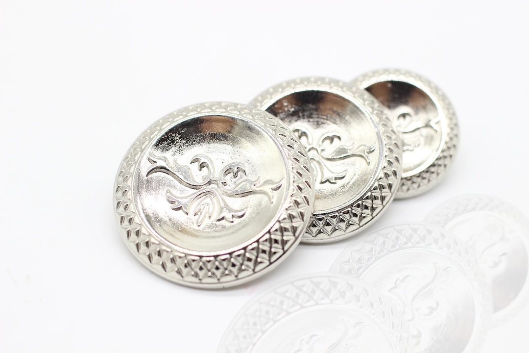 Silver Metal Buttons, Leaf Motiv Metal Buttons, Silver Buttons, for ...