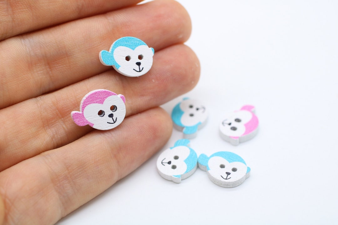 Monkey Wooden Buttons, Boy Buttons, Girl Buttons, Animal Buttons ...
