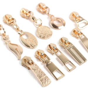 Shiny Gold | Metal Zipper Pull #5, Zipper Cover With Metal Gear Zipper ...