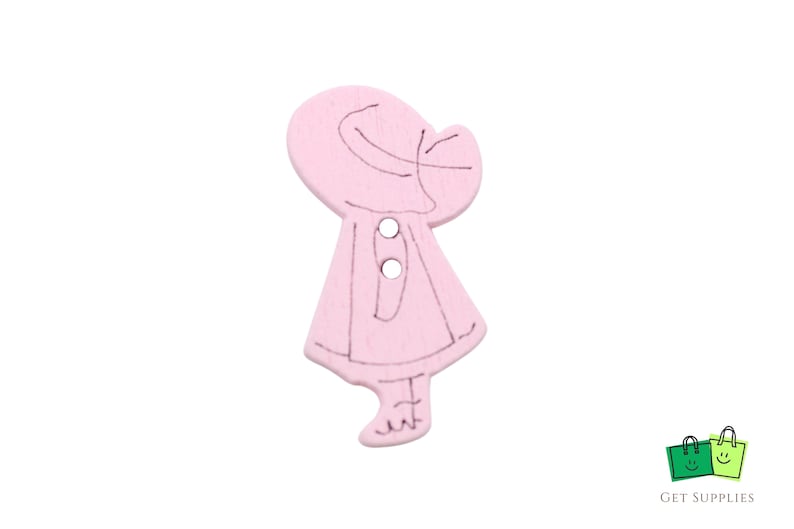 Girl Kids Buttons, Girl Buttons, Laser Engraved, Wooden Buttons, Kids ...