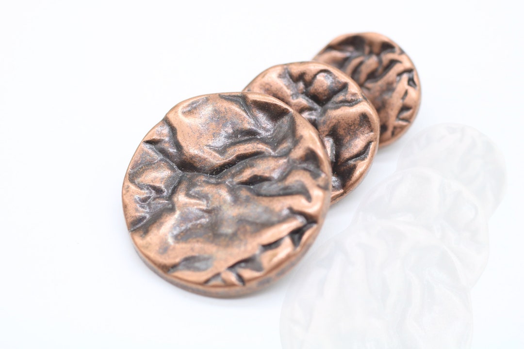 Wrinkle Metal Buttons, Copper Metal Buttons, Round Wave, for Your ...