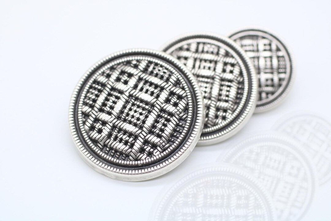 Antique Silver Metal Buttons, Weave Buttons, Metal Shank Buttons, for ...