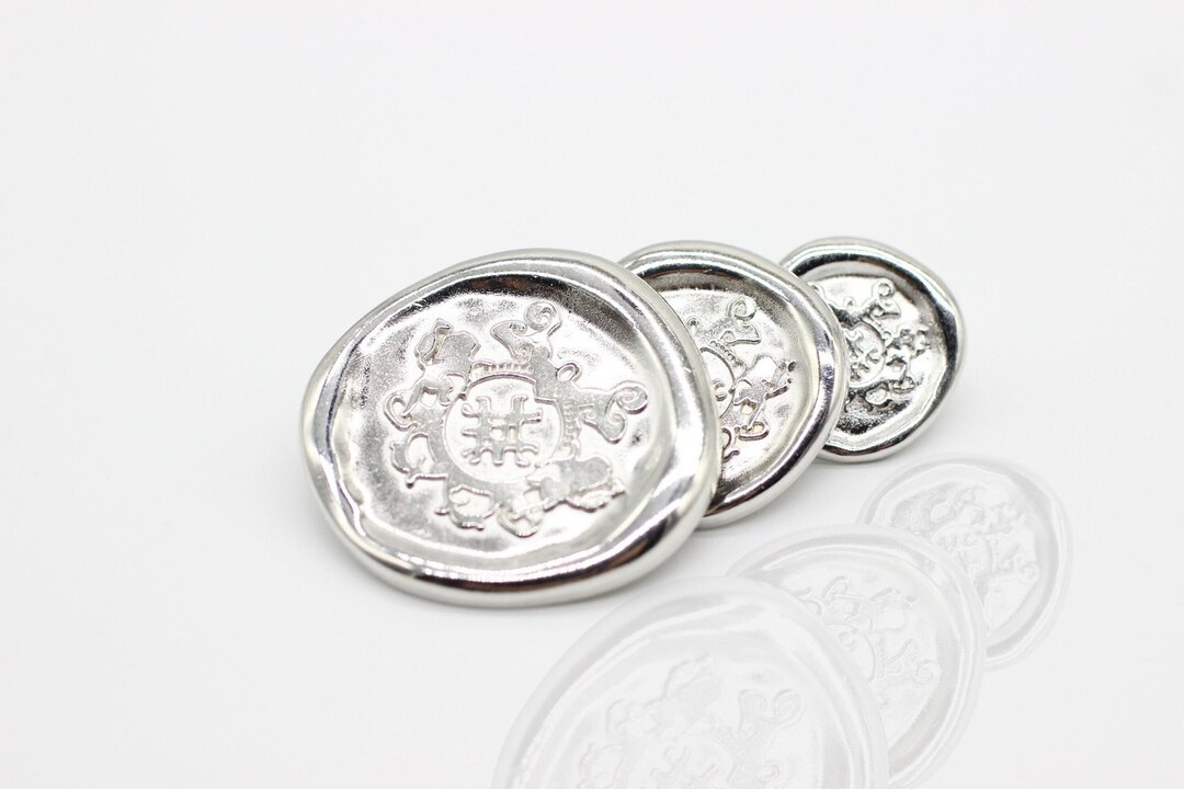 Twin Lions Metal Button, Silver Metal Buttons, Metal Shank Buttons, for ...