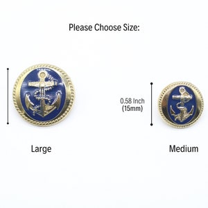 Gold & Black Metal Buttons, Anchor Buttons, Metal Shank Buttons, for Your Sewing and Crafting ...