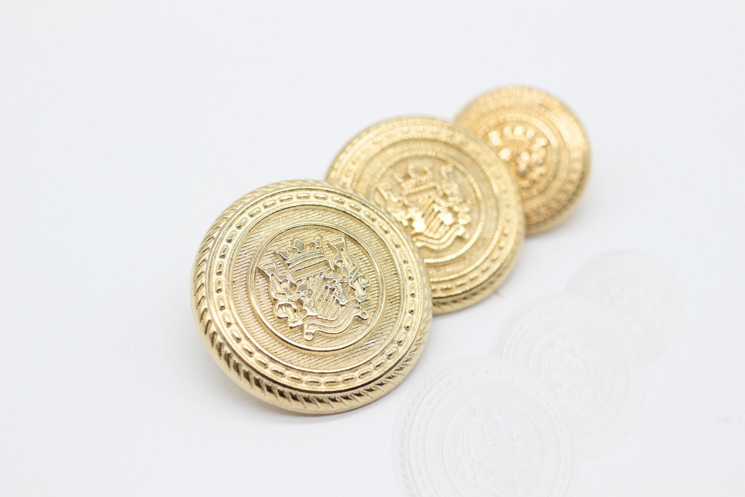 Gold Metal Buttons Kingdom Buttons Twin Horse Buttons for - Etsy