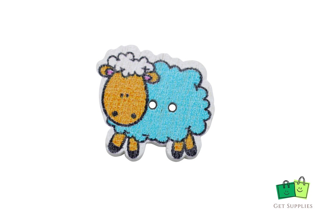 Sheep Kids Buttons, Boy / Girl Buttons, Colorful Buttons, Wooden ...