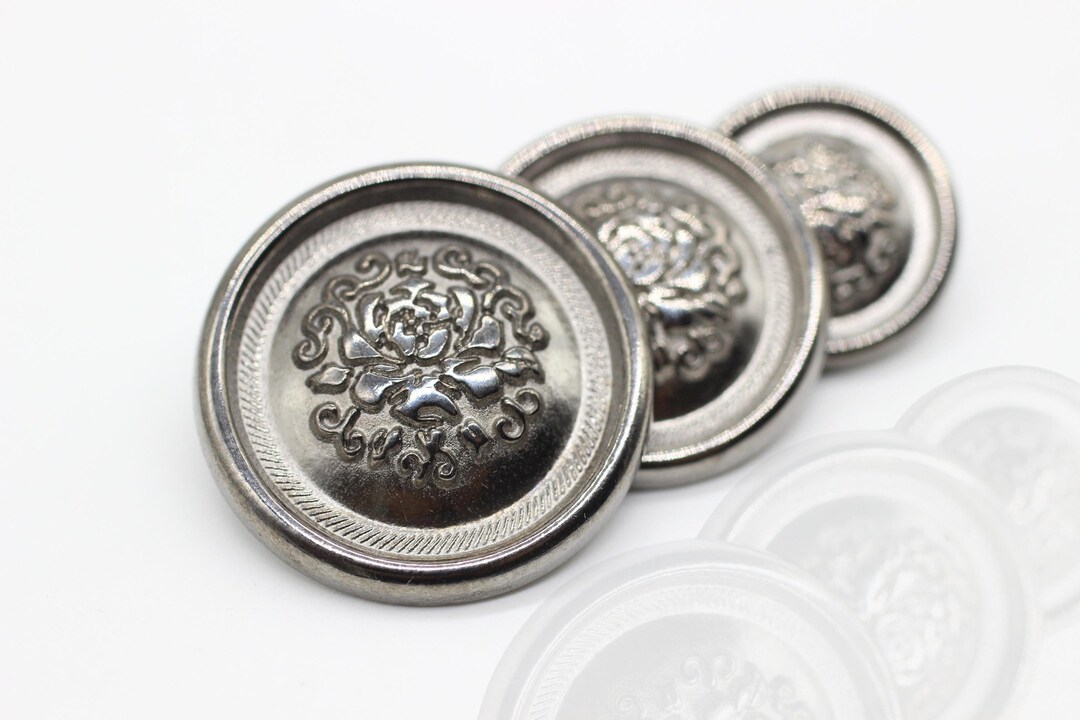 Black Metal Buttons, Rose Floral Button, Royal Buttons, for Your Sewing ...