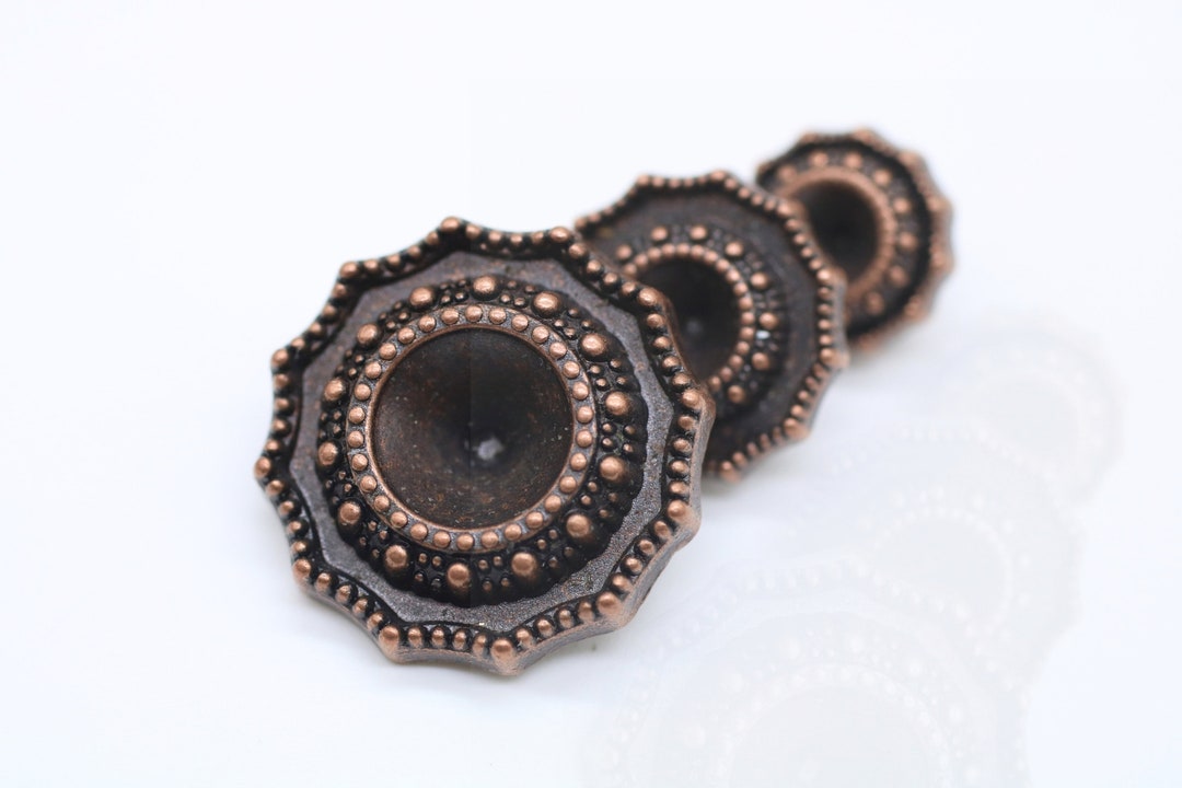 Copper Metal Buttons, Nest of Stone Button, Metal Shank Buttons, for ...