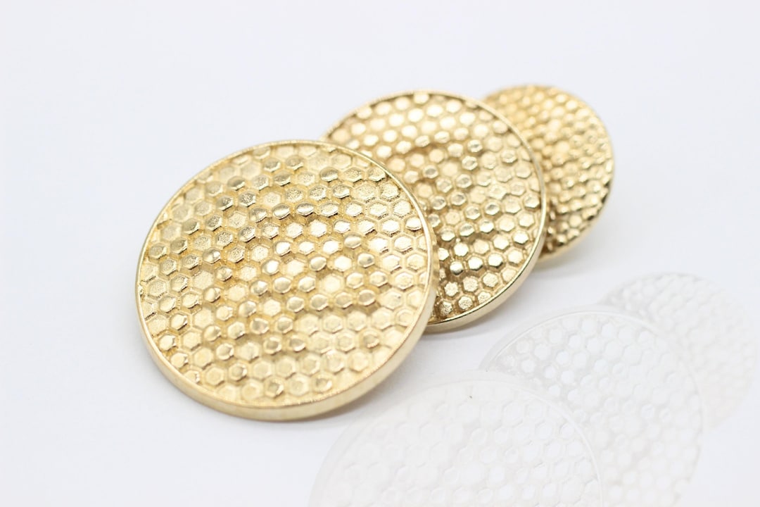 Gold Metal Buttons, Beehive Metal Buttons, Bee Buttons, for Your Sewing ...