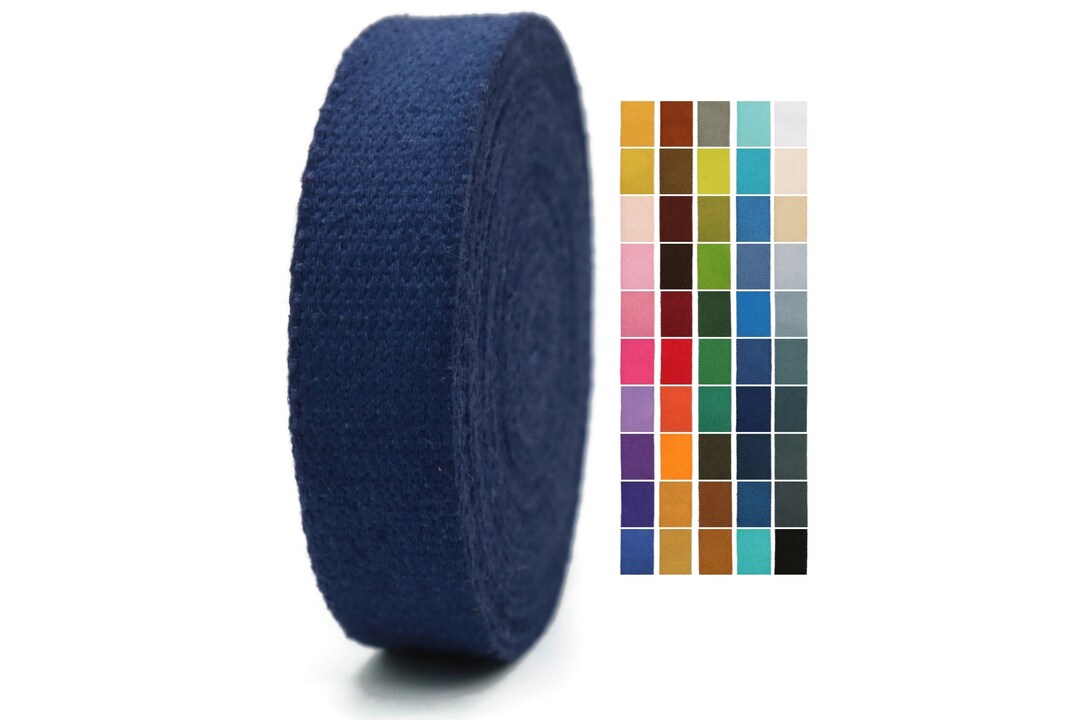 1 Inches Cotton Webbing, %100 Cotton, 50+ Colors, 1 Inch (25mm) Wide ...
