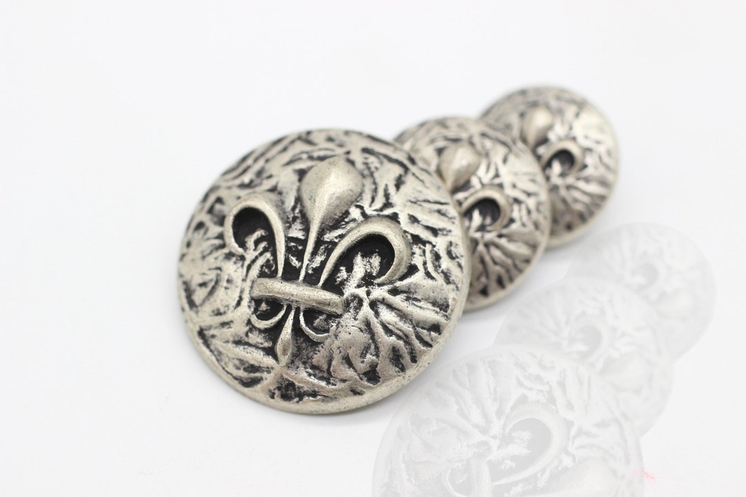 Antique Silver Metal Buttons, Leaf Motiv Metal Buttons,antique Silver ...