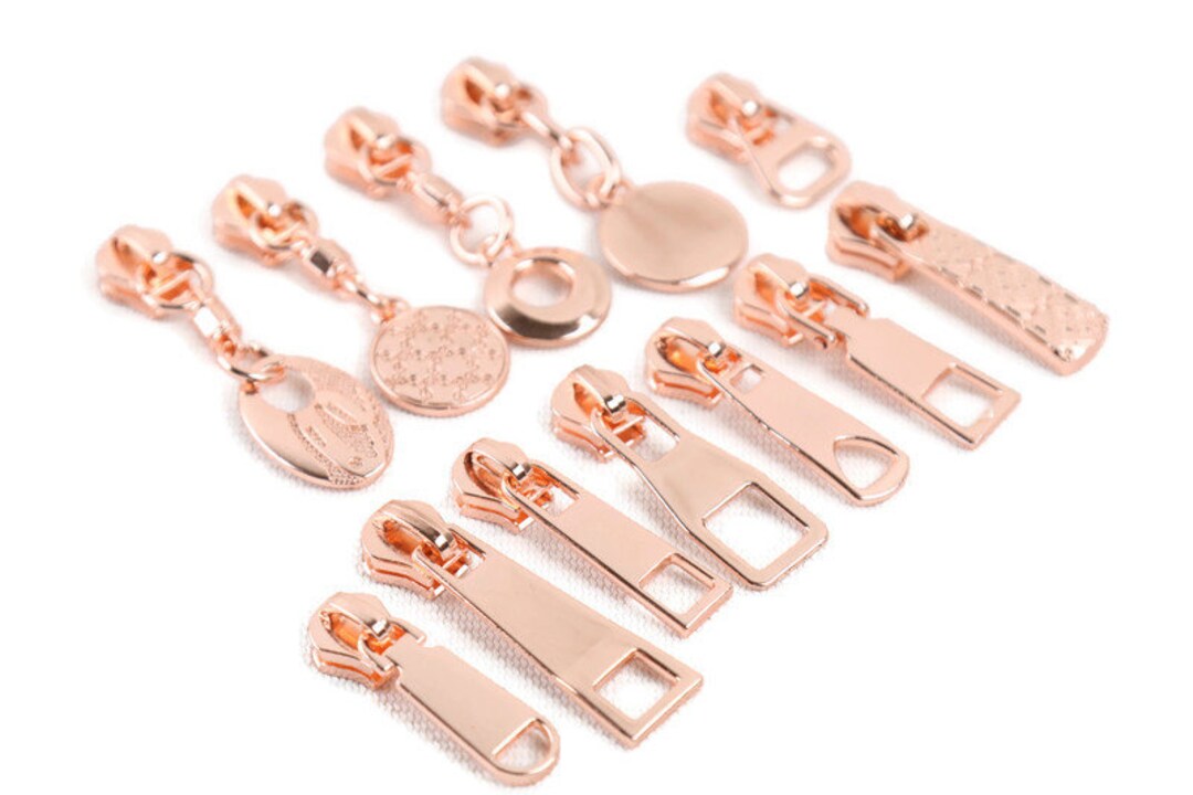 Rose Gold | Metal Zipper Pull #5, Zipper Cover With Metal Gear Zipper ...