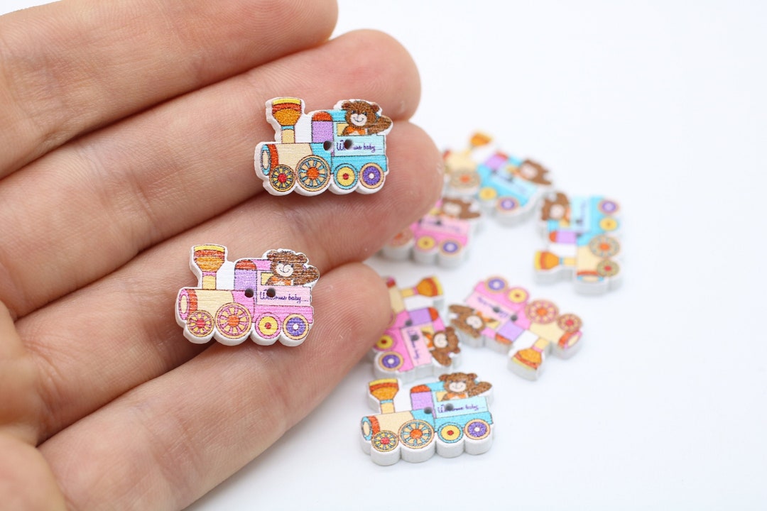 Train Wooden Buttons, Boy Buttons, Girl Buttons, Colorful Buttons ...