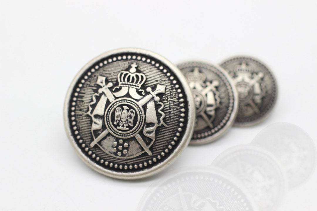 Antique Silver Metal Buttons, Kingdom Metal Buttons,antique Silver ...
