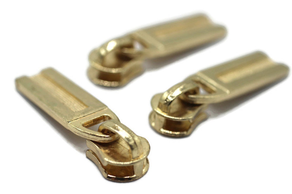 Shiny Gold Plated Zipper Pull 5 Zipper Cover With Metal Gear - Etsy