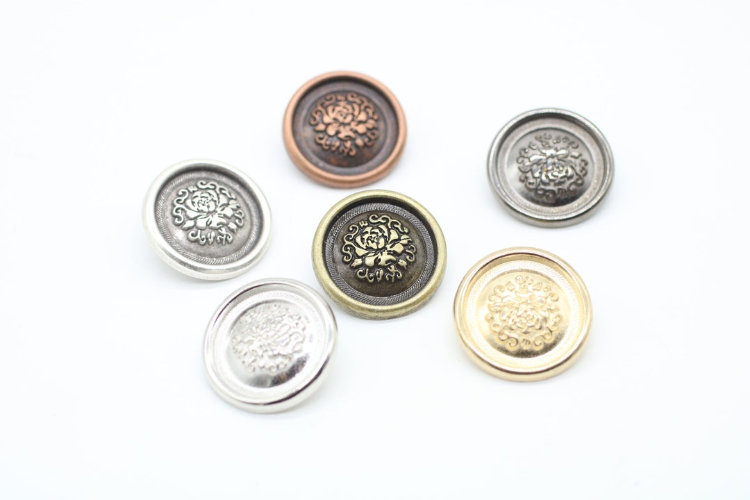 Metal Shank Buttons, Vintage Buttons, Floral Shank Buttons, for Your ...