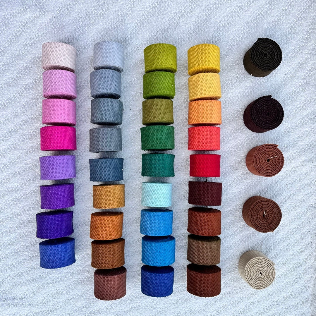 1 1/2 Inch Cotton Webbing, Available in 60 Solid Colors, 38mm Wide ...