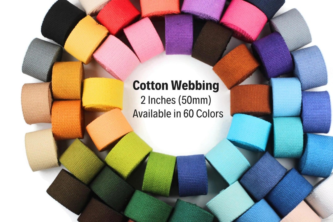 2 Inches (50mm) Cotton Webbing, Available in 60 Solid Colors, 50mm Wide ...