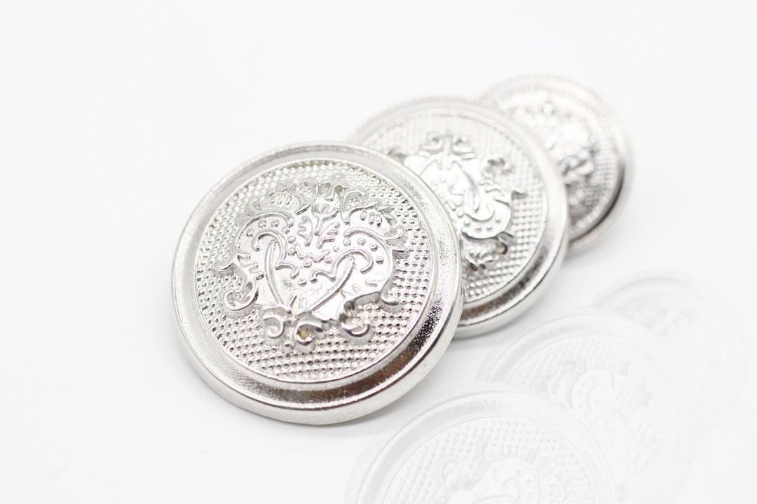 Silver Metal Buttons, Floral Metal Buttons, Silver Buttons, for Your ...