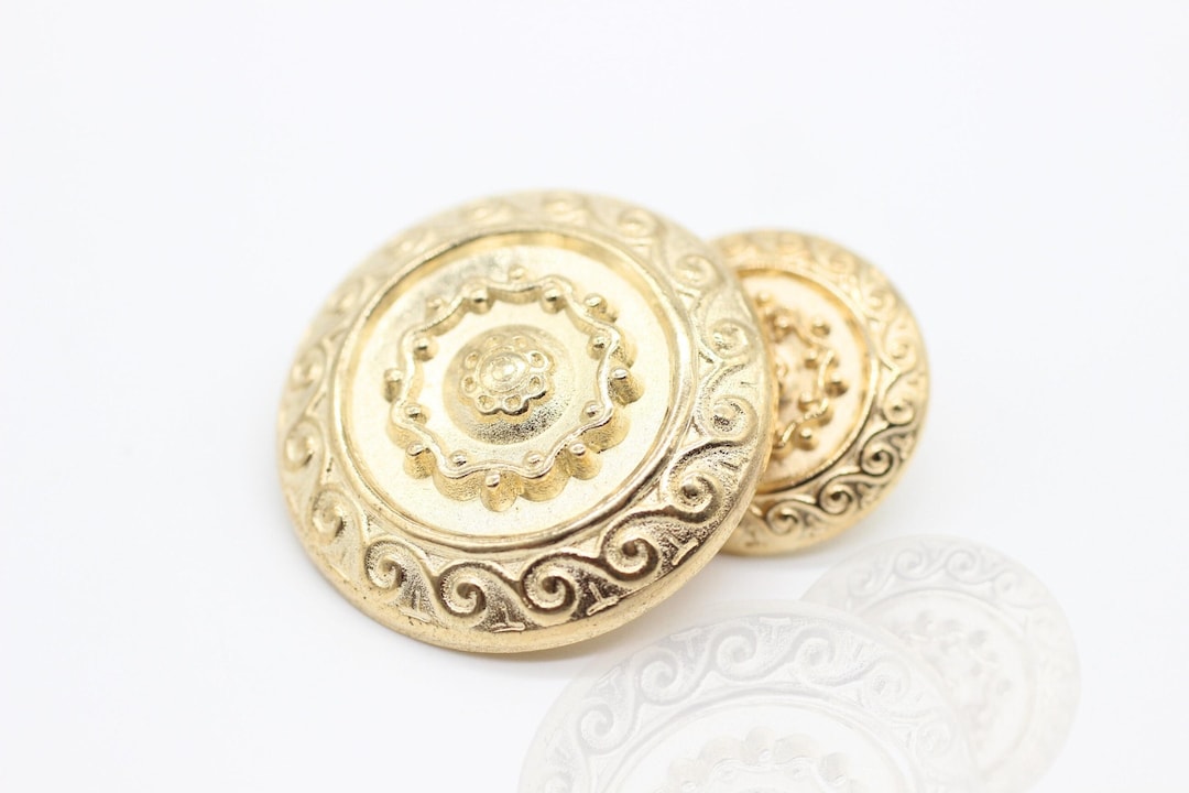 Gold Metal Buttons, Floral Motif Metal Buttons, Gold Buttons, for Your ...