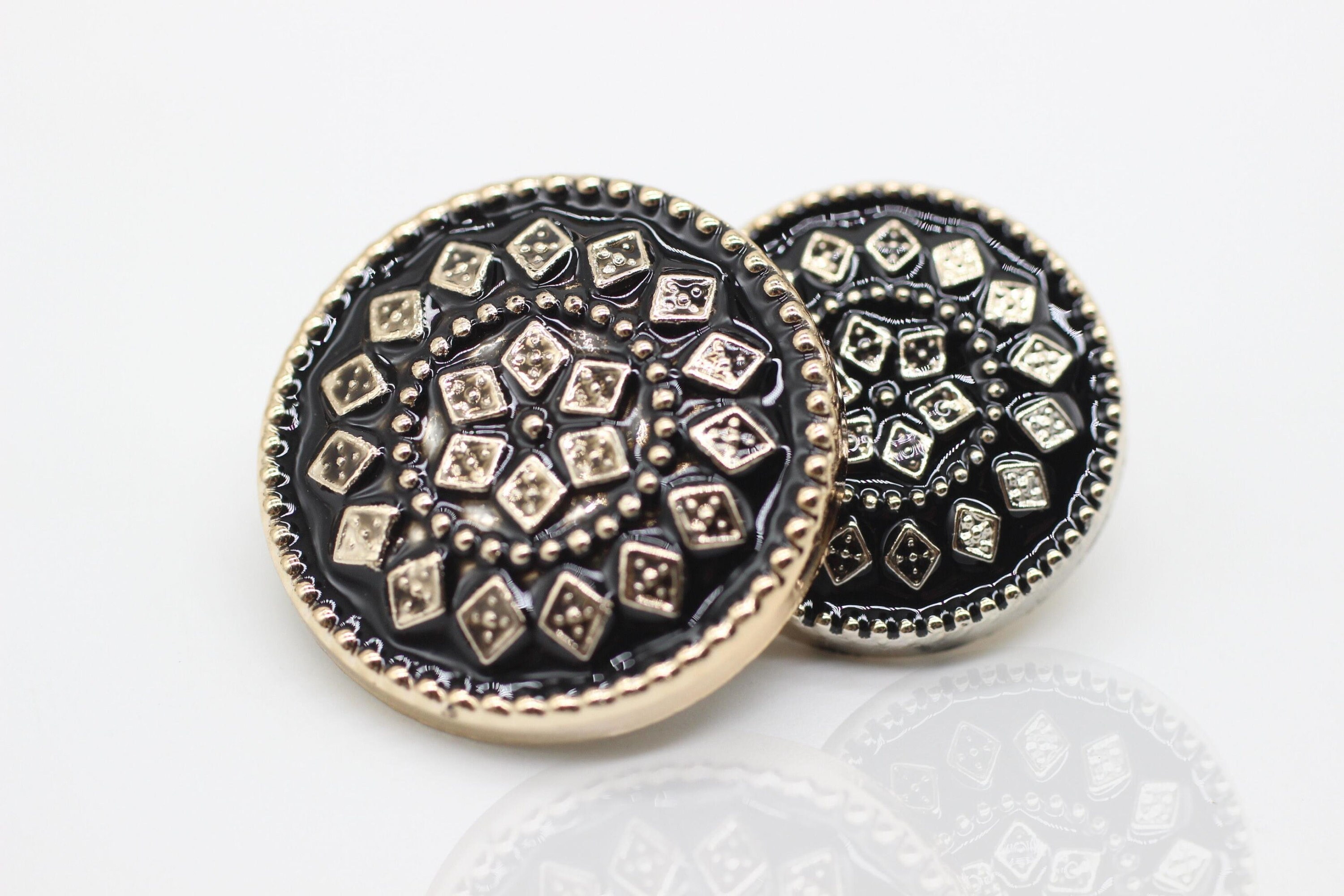 Metal-look Gold Acrylic Buttons, Round Classic Buttons, Acrylic Button ...